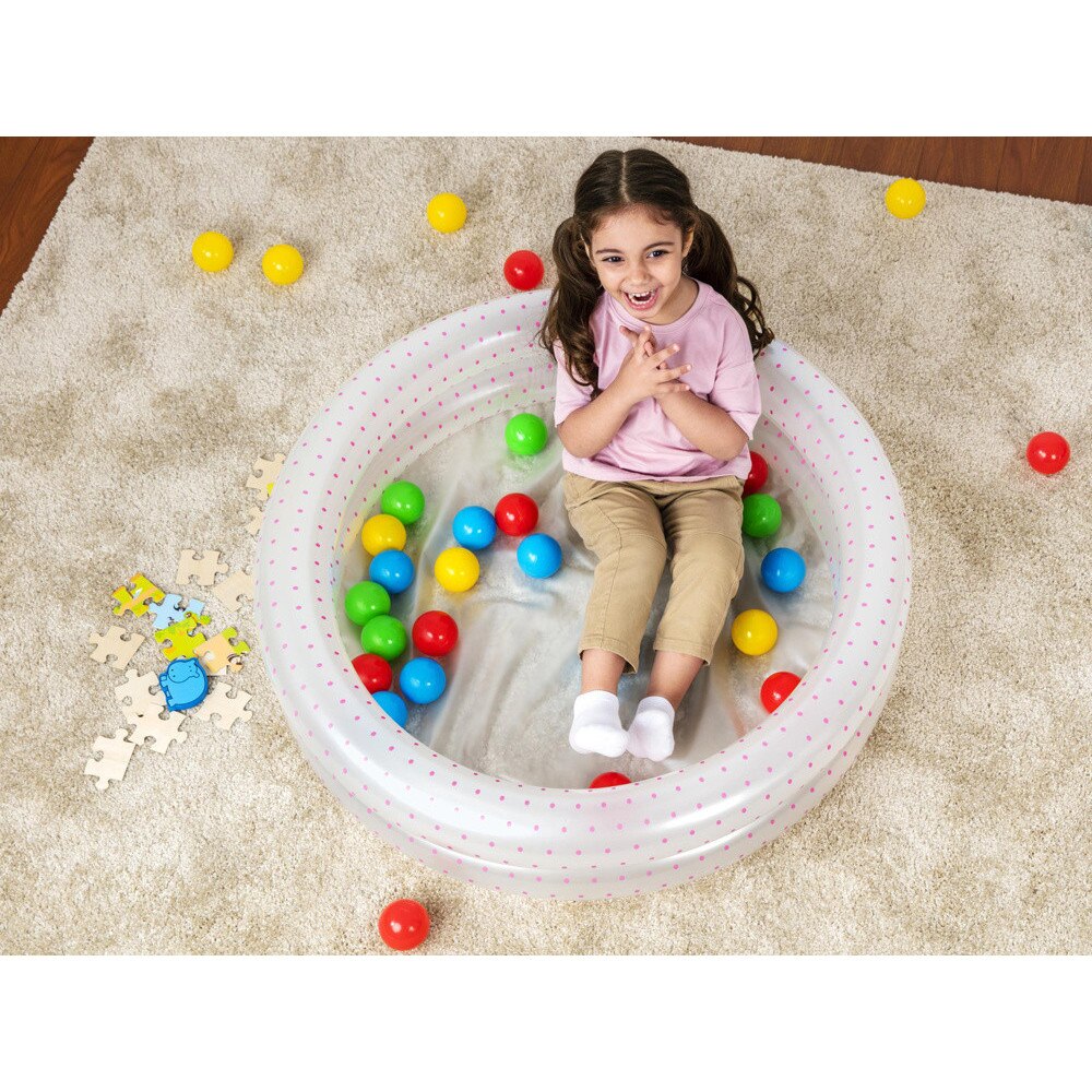 Piscina gonflabila pentru copii, 2 inele, 50 de bile colorate, Bestway ...