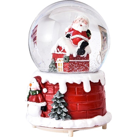 Decoratiune glob cu zapada Flippy, Mos Craciun pe casa, model 2 ...