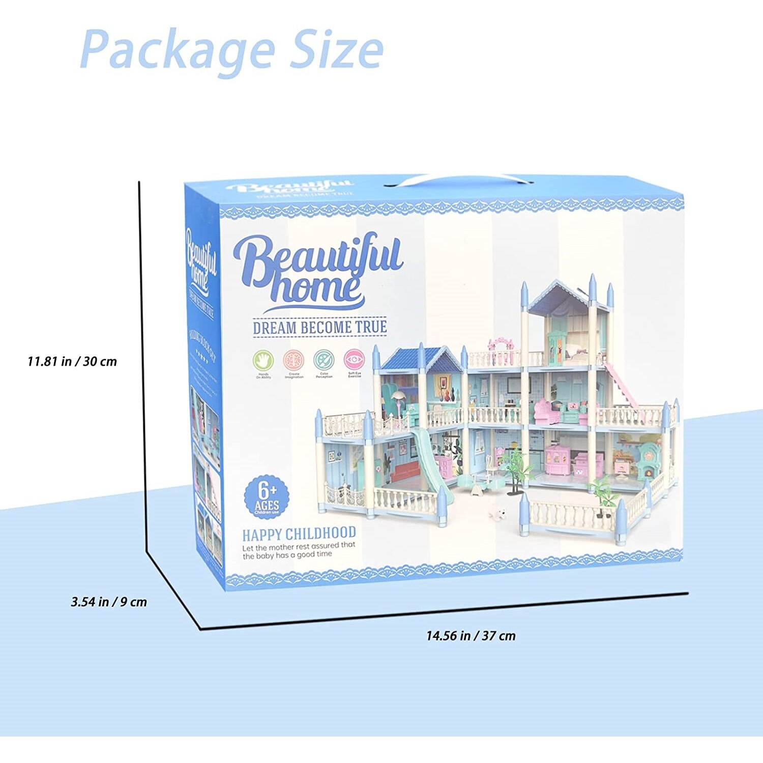 Casuta pentru Papusi DreamVilla KinderVibe™, cu 3 Etaje, 9 Camere, 2 ...