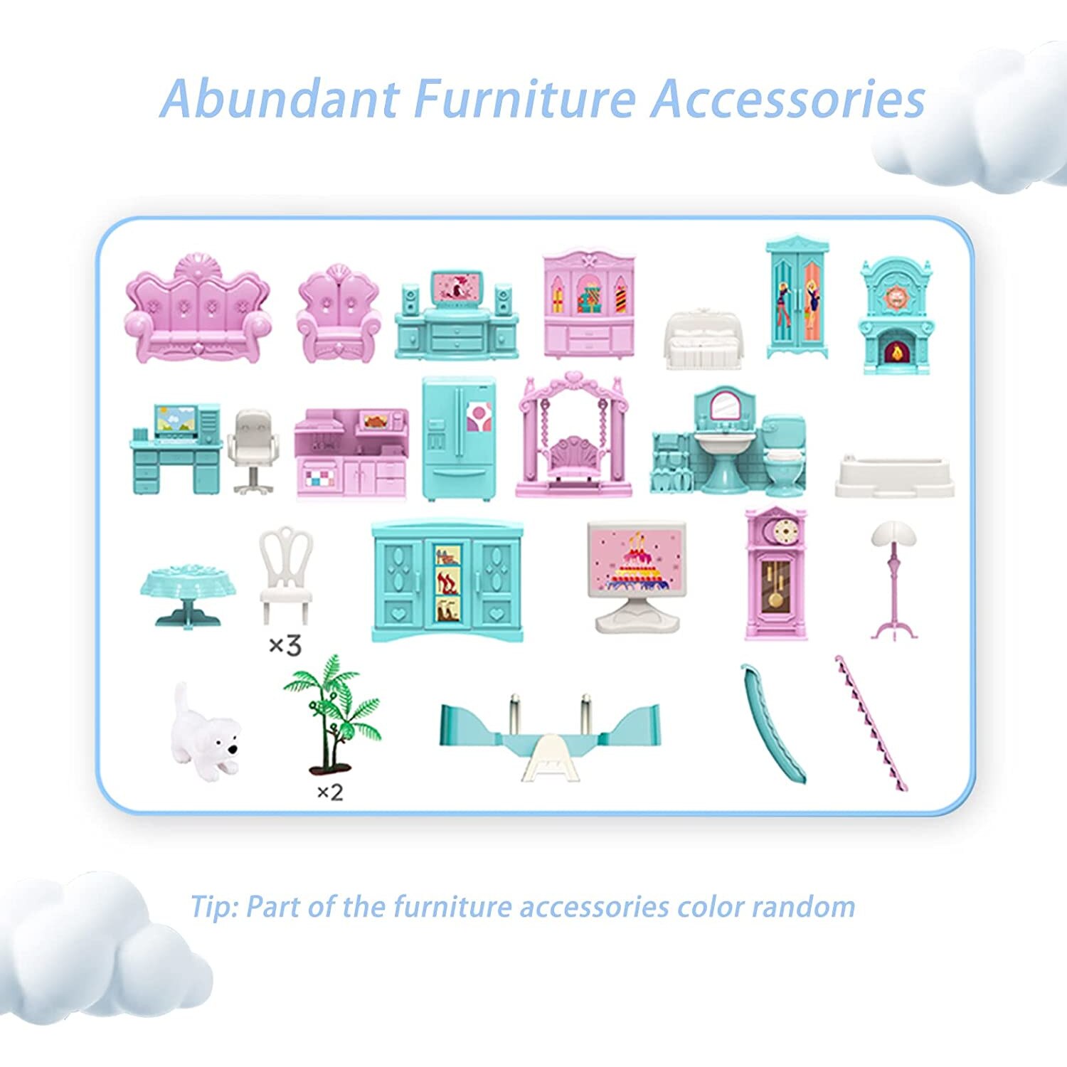 Casuta pentru Papusi DreamVilla KinderVibe™, cu 3 Etaje, 9 Camere, 2 ...