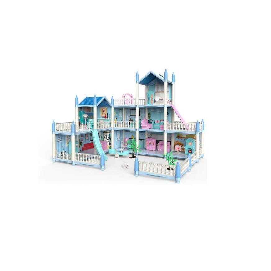 Casuta pentru Papusi DreamVilla KinderVibe™, cu 3 Etaje, 9 Camere, 2 ...