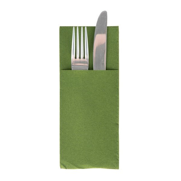 Set 50 Servetele Mank HORECA cu buzunar, Softpoint®, Verde oliv, 40 x ...