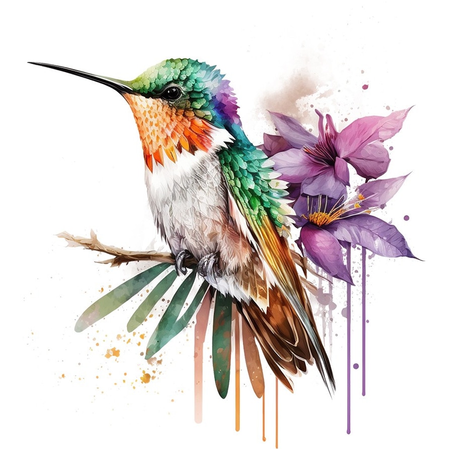 Sticker decorativ, Pasarea Colibri, Multicolor, 66 cm, 1271STK-5 - eMAG.ro