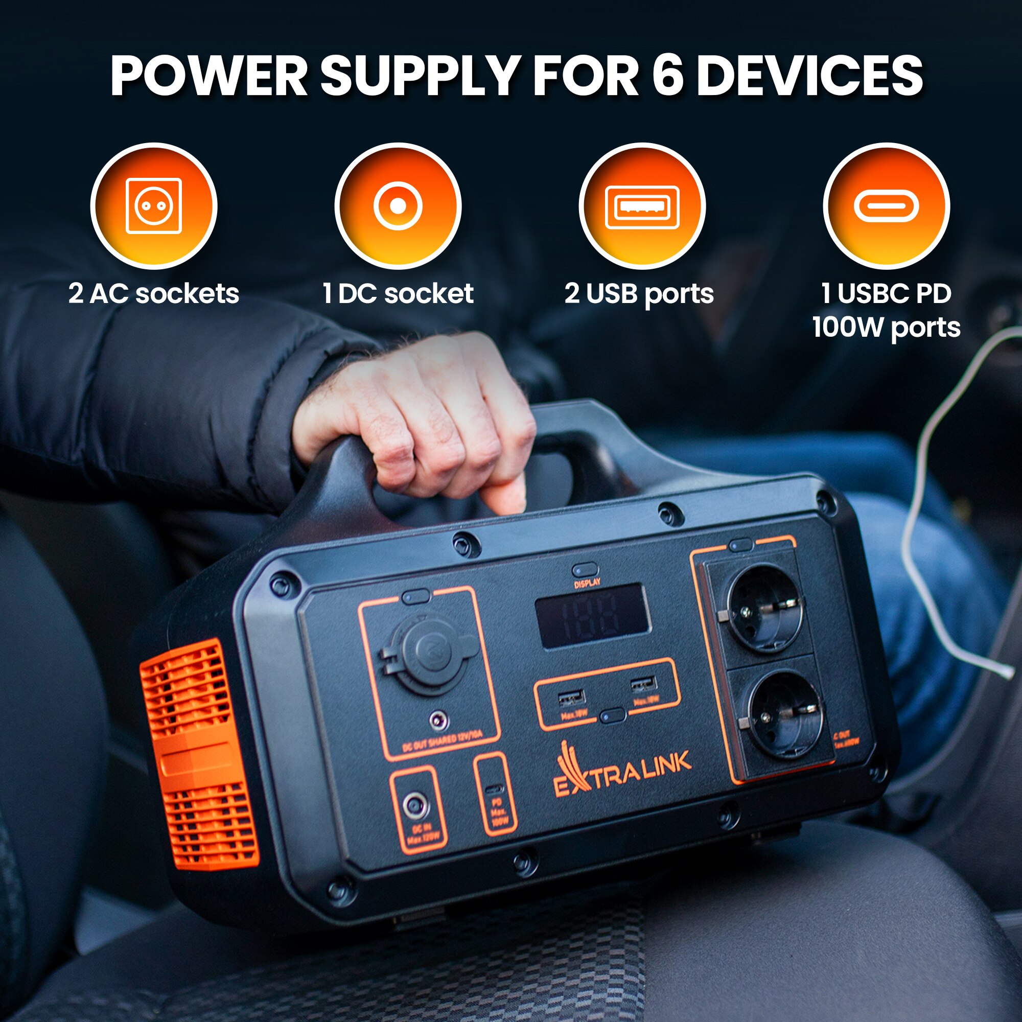 Kit, Extralink, Power Station EPS-S500S, Panou solar EPS-120W, 510 Wh ...