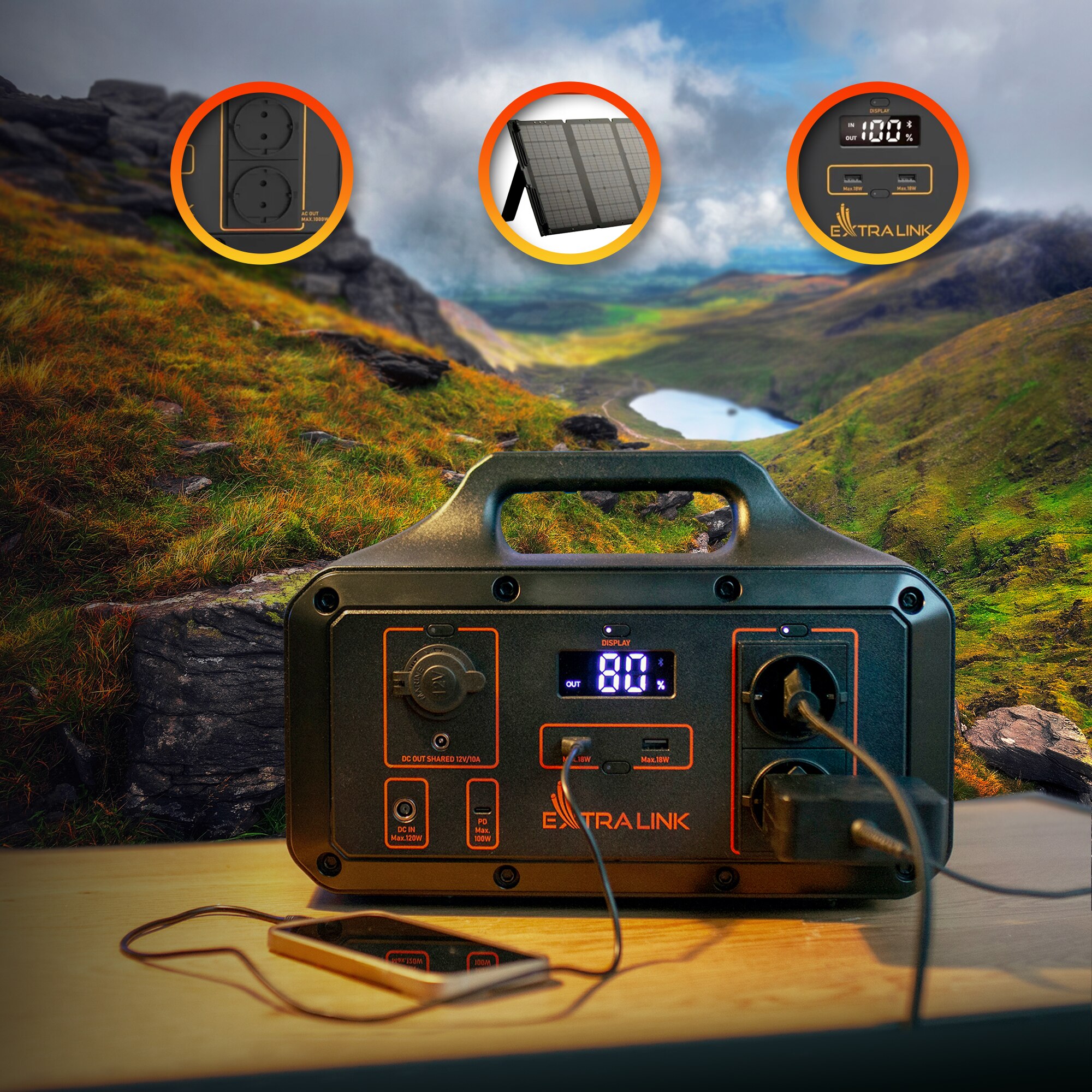 Kit, Extralink, Power Station EPS-S500S, Panou solar EPS-120W, 510 Wh ...