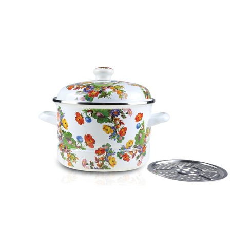 Oala emailata cu capac si sita din inox, 24 cm, 5 l, Grunberg, GR2462 ...