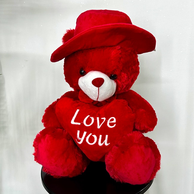 Ursulet de plus cu palarie Sparkle, cu inimioara si mesaj de iubire ...