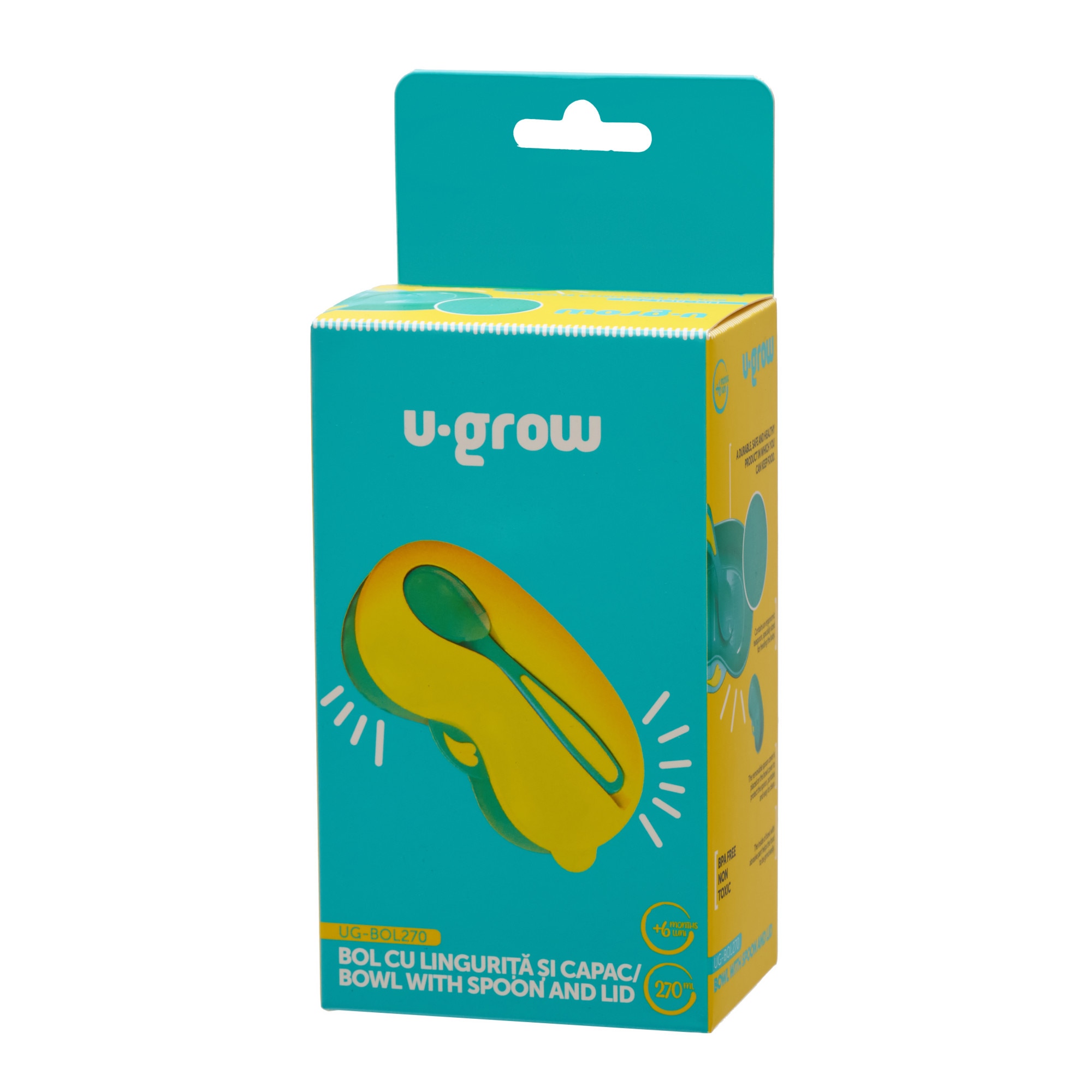 Bol cu lingurita si capac 270 ml, U-grow - eMAG.ro