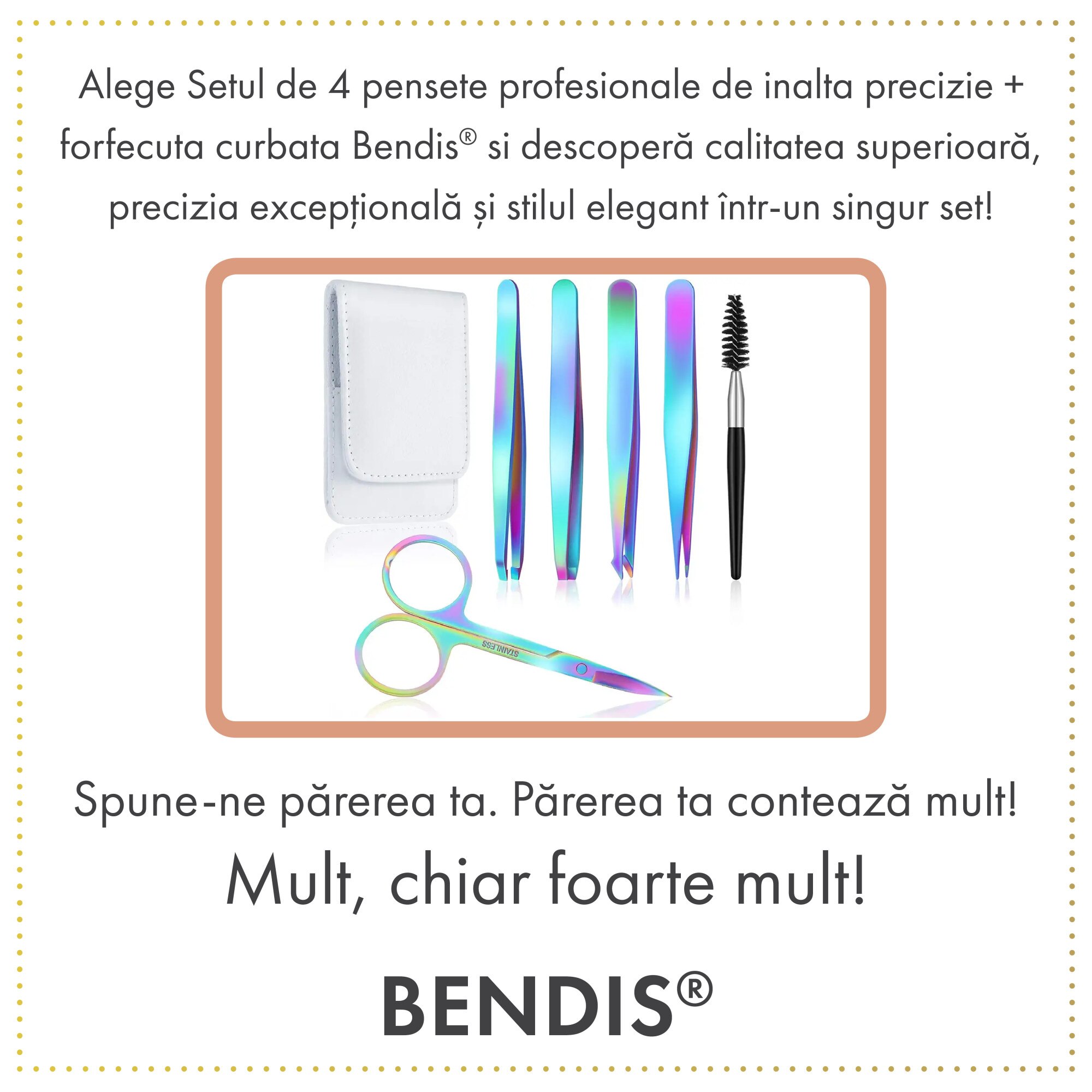 Set de 4 pensete profesionale de inalta precizie, forfecuta curbata din ...