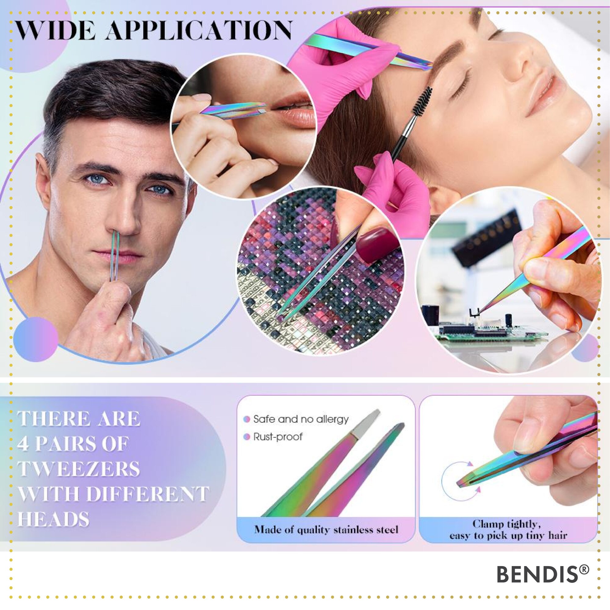 Set de 4 pensete profesionale de inalta precizie, forfecuta curbata din ...