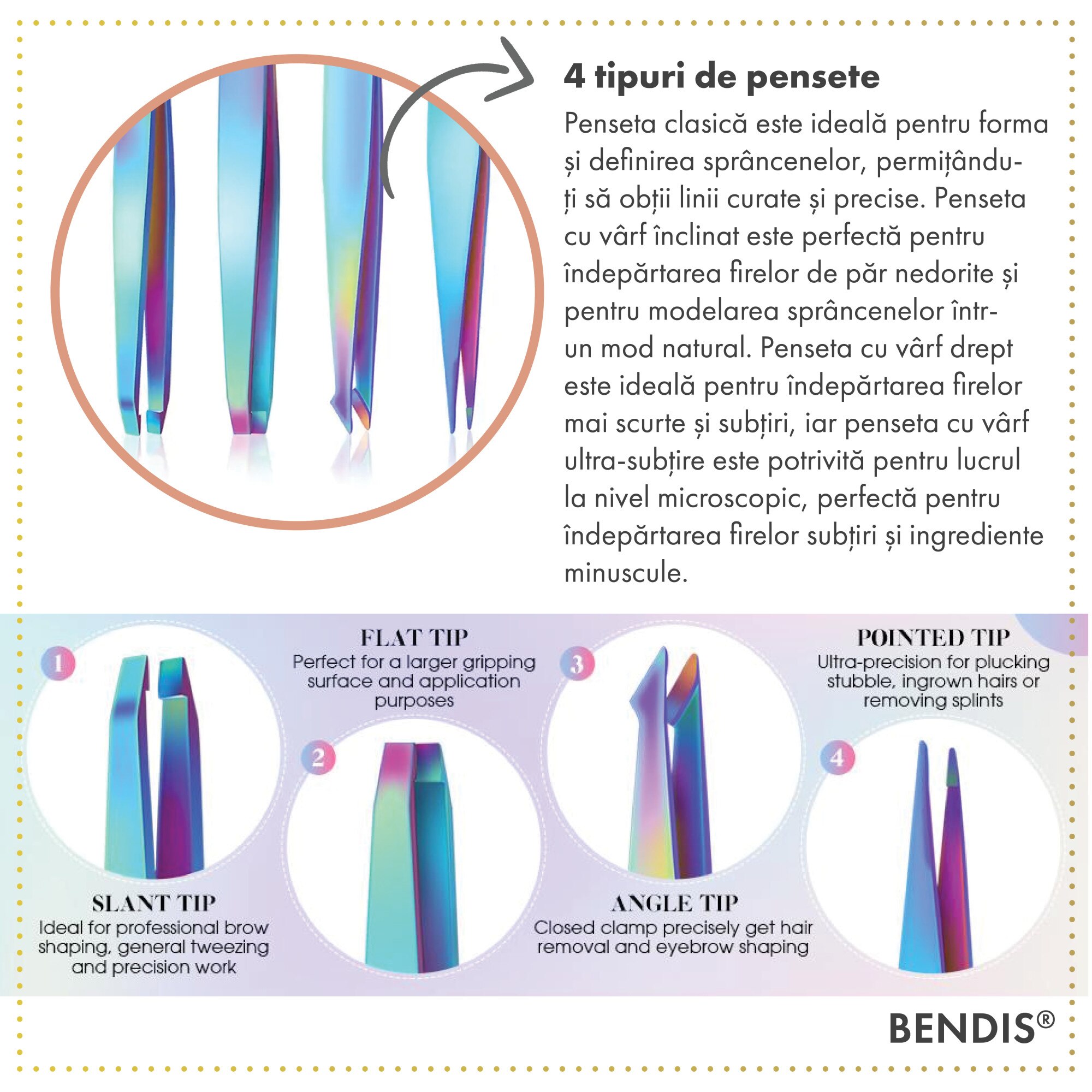 Set de 4 pensete profesionale de inalta precizie, forfecuta curbata din ...
