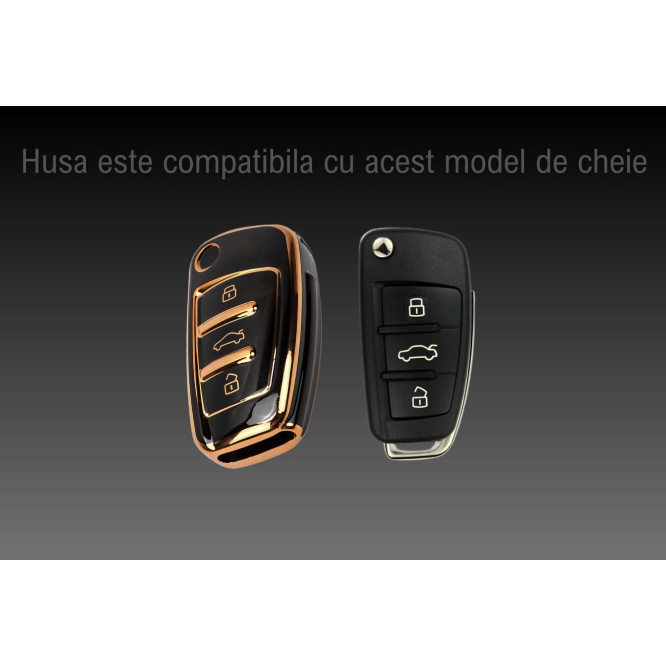 Husa de protectie Luxury Line compatibila cu cheie auto Audi A4, A3, A6 ...