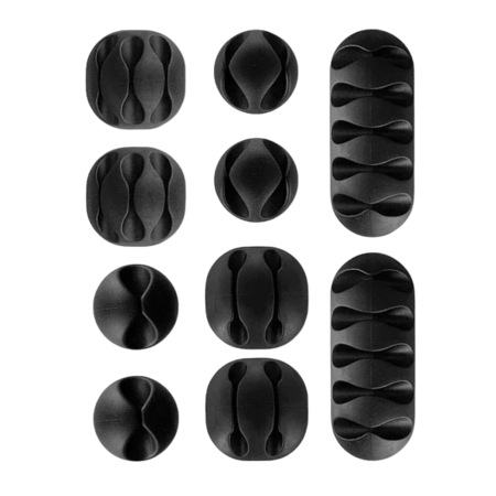 Set 10 suporti organizare cabluri pentru birou, NEVERMORE, autoadeziv ...