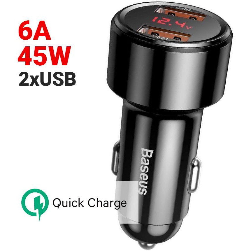Incarcator Auto Baseus, Dual Magic Series Quick Charger, Black - eMAG.ro