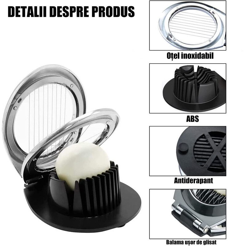 Feliator manual pentru oua, Doua stiluri de feliere, Aluminiu/Inox ...