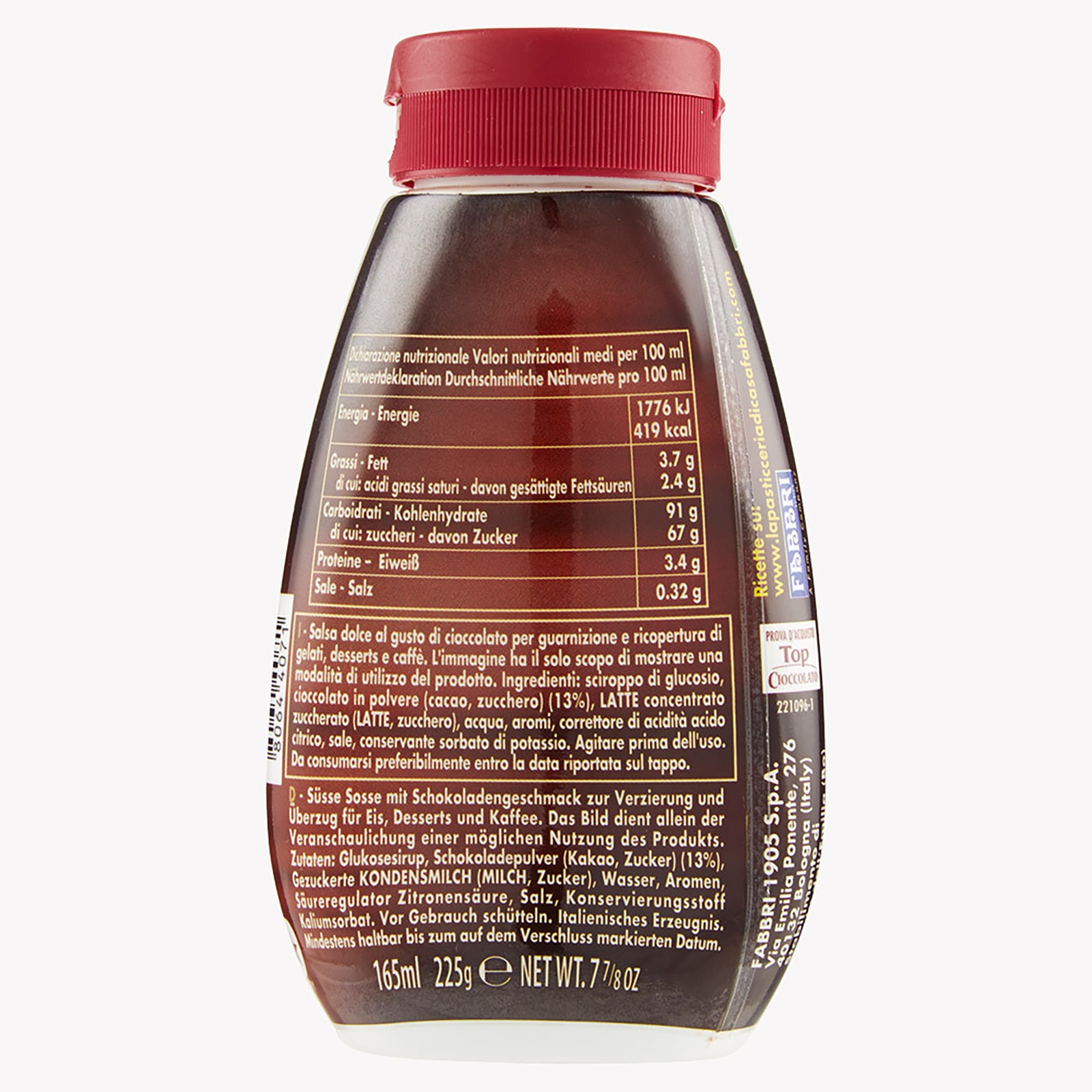 Topping de ciocolata, Fabbri, Fara gluten, 225 g - eMAG.ro