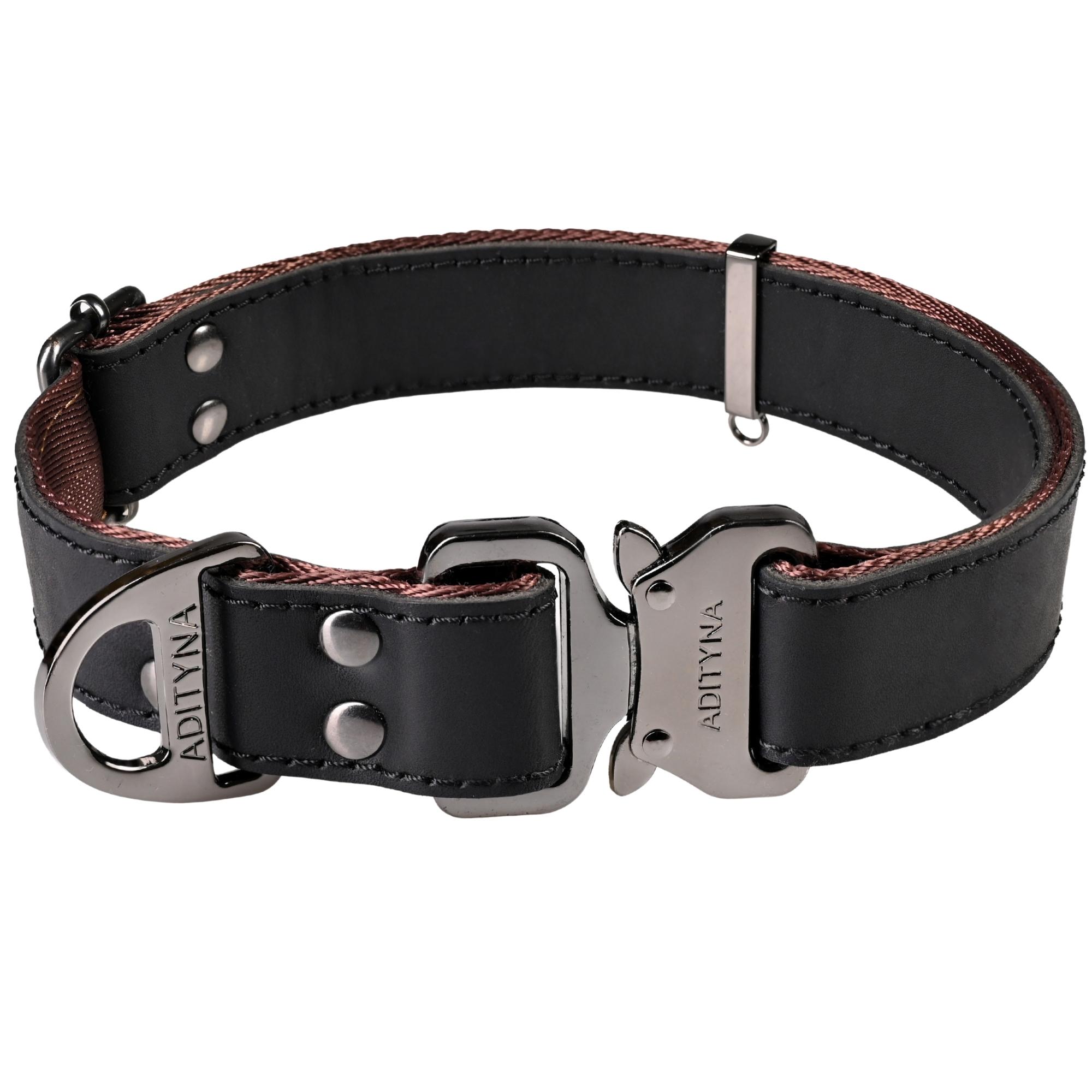 Zgarda din piele naturala pentru caini medii si mari, inchidere ...