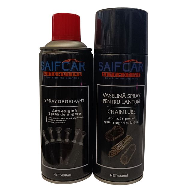 Set 2 bucati spray Saifcar 450ml, anti-rugina si pentru gresare lanturi ...
