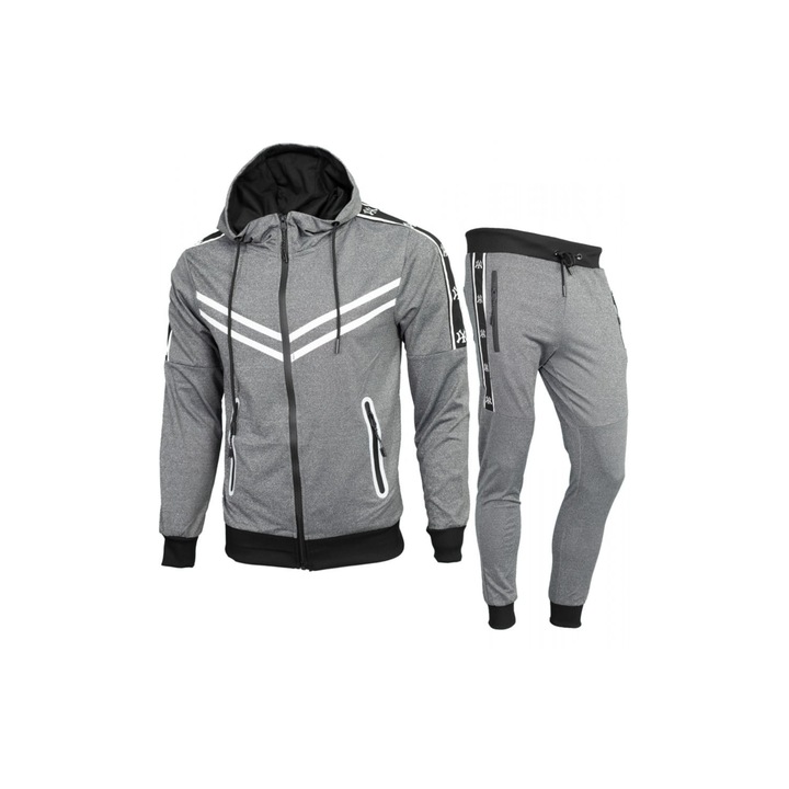 Trening barbati cu gluga slim Gri L - eMAG.ro