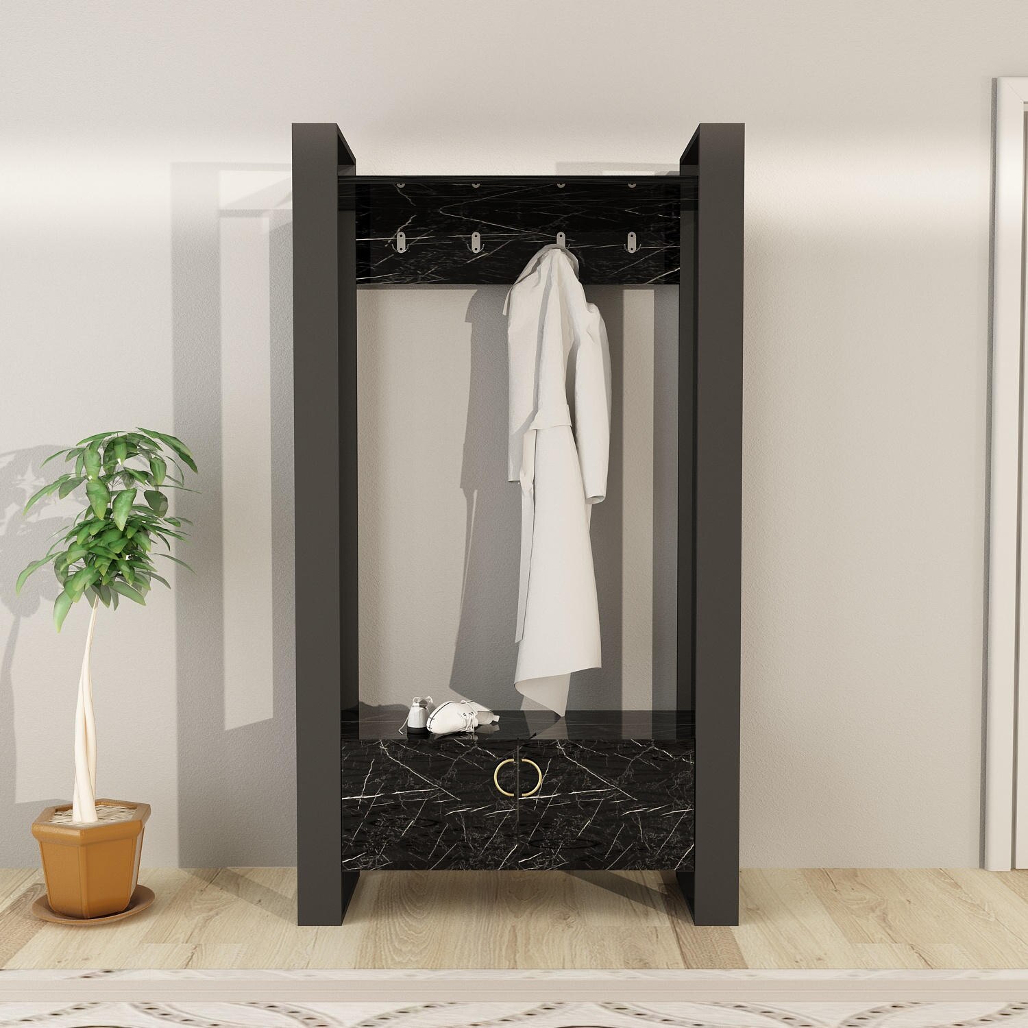 Cuier, Alvina, Gri, 100 x 180 x 35 cm - eMAG.ro