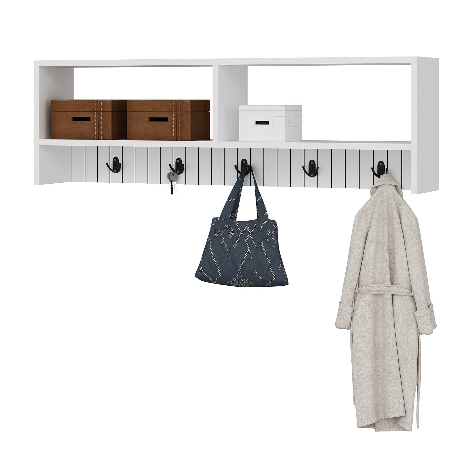 Cuier de Perete, Sarandon, Alb, 120 x 36 x 22 cm - eMAG.ro