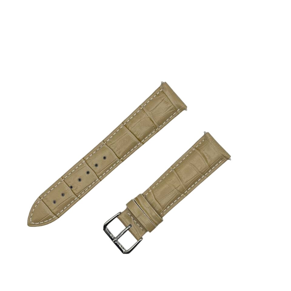 Curea ceas, Piele naturala, Crocodil, Bej, 18mm - eMAG.ro