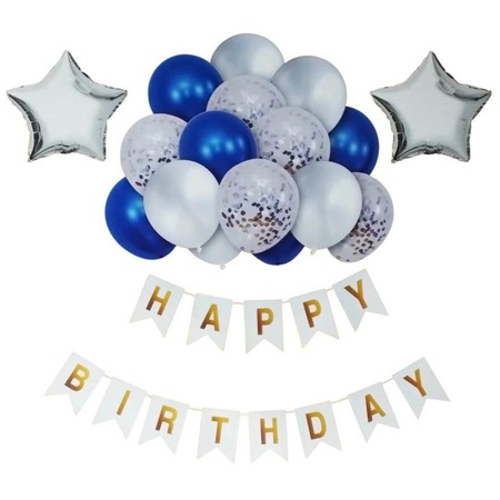 Set 17 Baloane Petrecere + Banner Alb - eMAG.ro