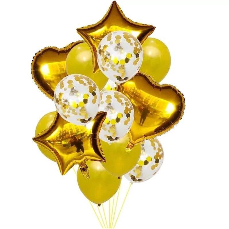 Set 14 Baloane Decor Petrecere Zi De Nastere Gold - eMAG.ro