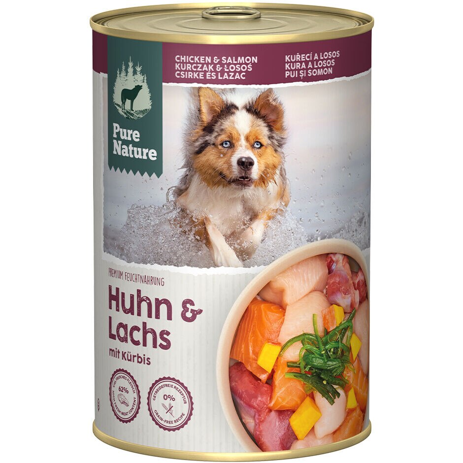 Hrana umeda pentru caini -pui si somon cu dovleac 400 grame - eMAG.ro