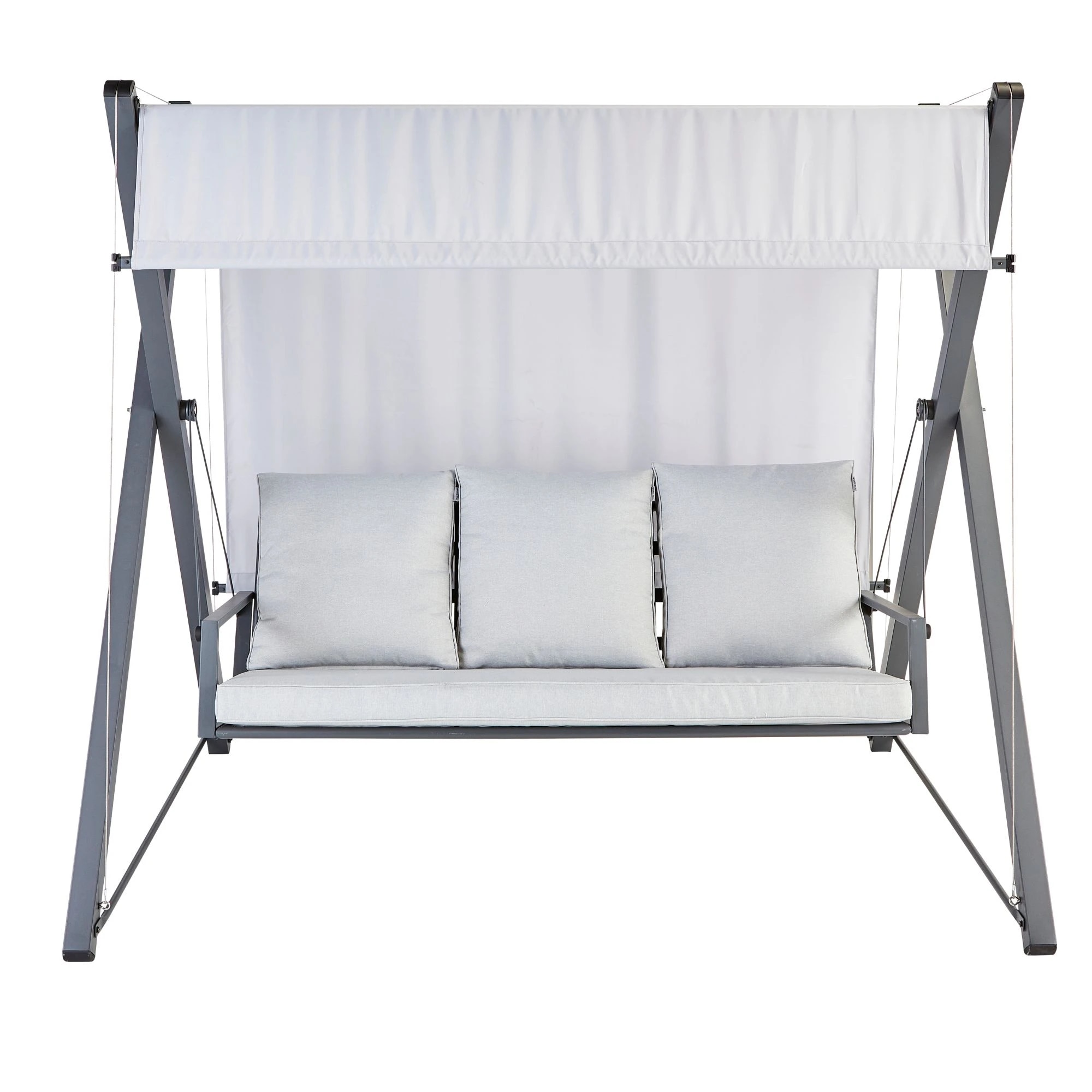 Balansoar gradina Odyseea, pentru 3 persoane, otel/textil, 160 x 53 cm ...