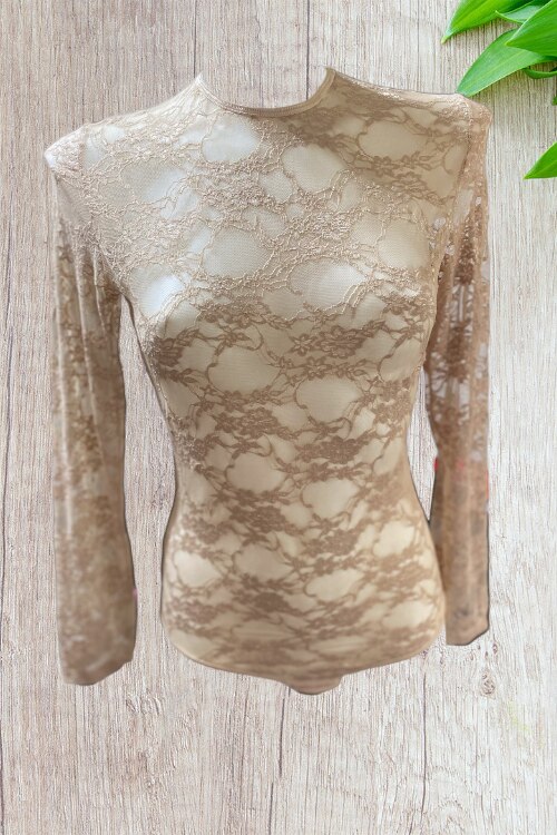 Body dama din dantela, Tanga, L INTL, Bej - eMAG.ro