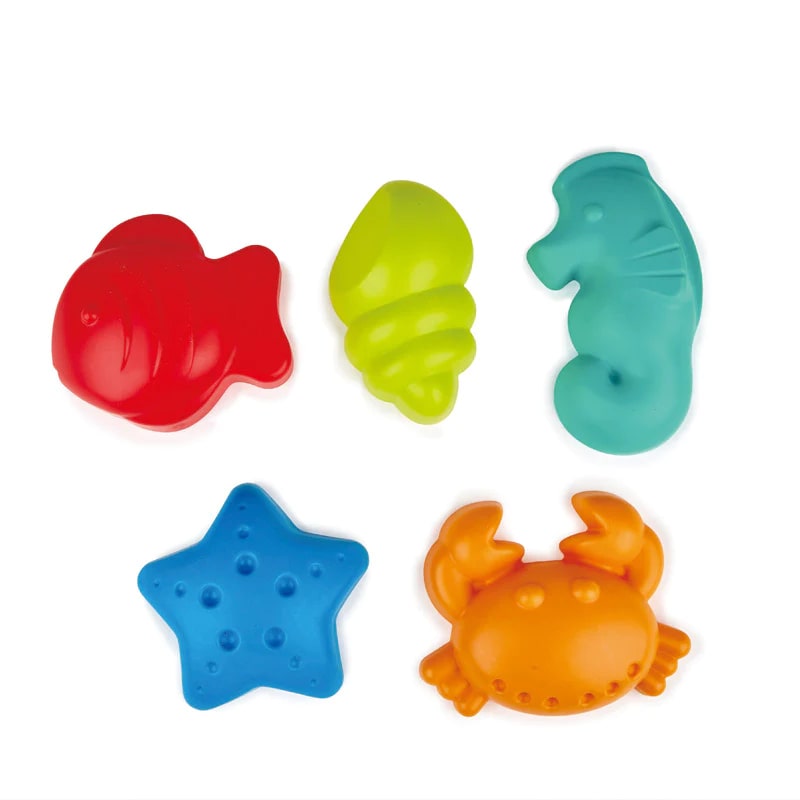 Set matrite nisip, Hape, Creaturi marine, 5 piese - eMAG.ro
