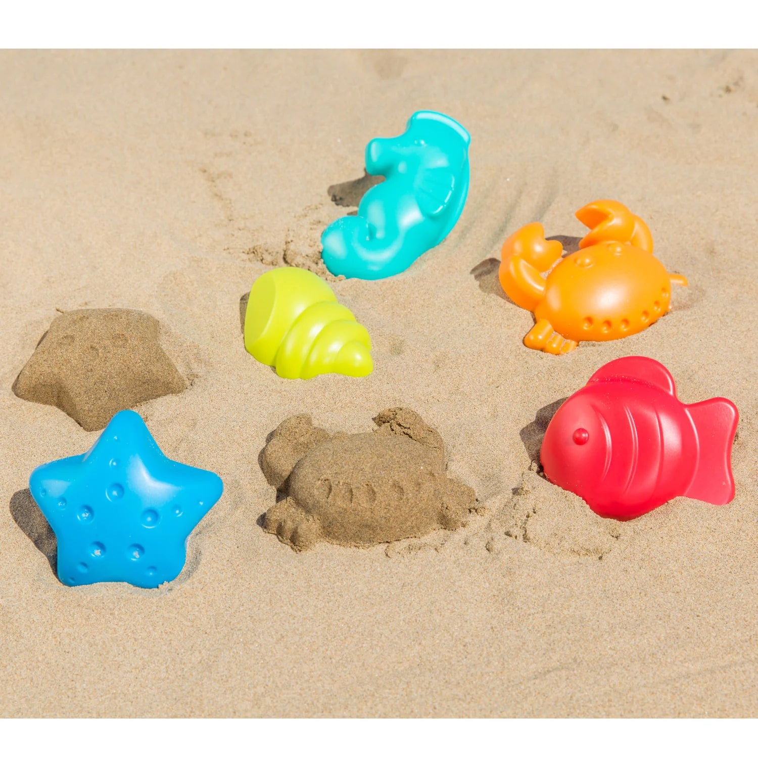 Set matrite nisip, Hape, Creaturi marine, 5 piese - eMAG.ro