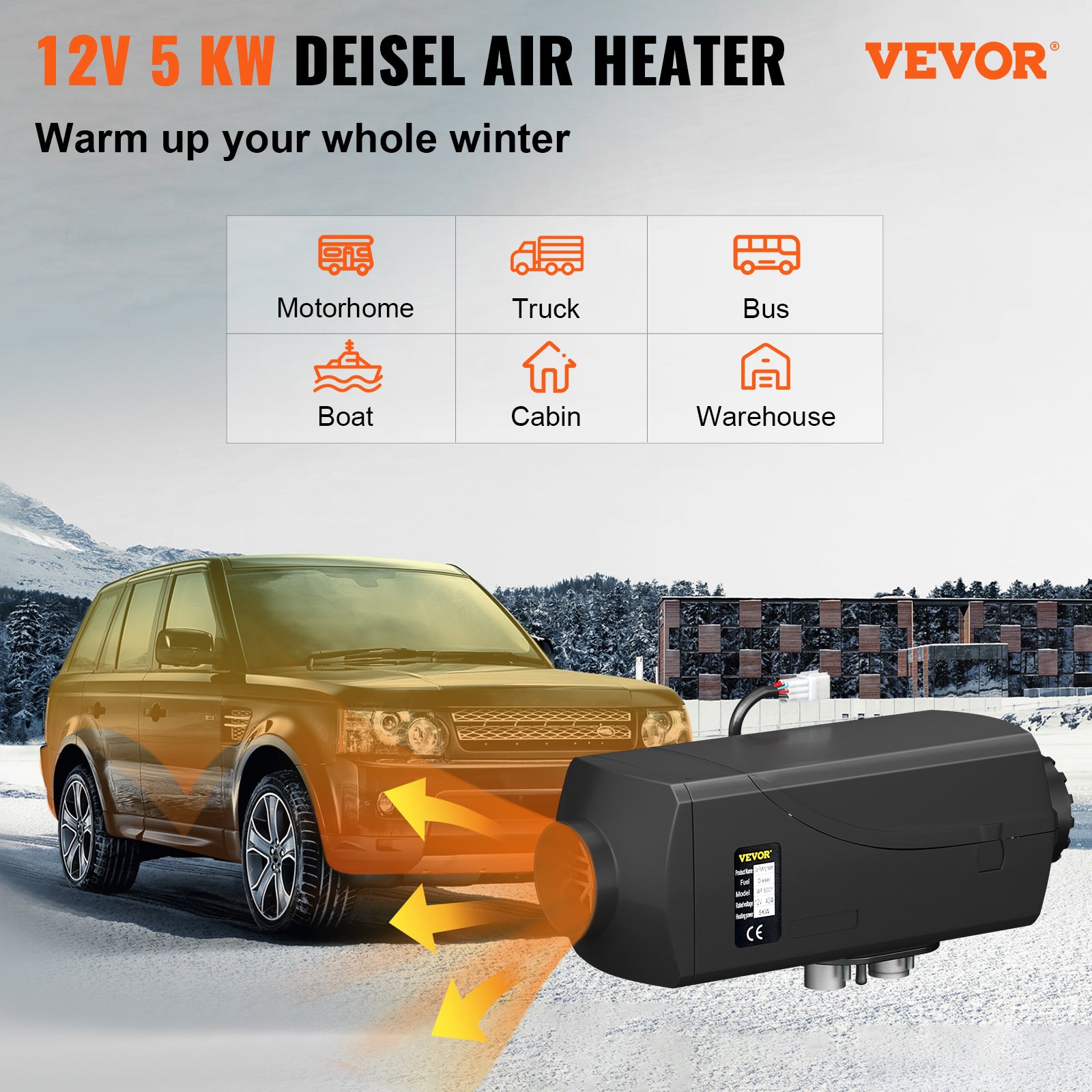 Дизелов въздушен нагревател с двойни амортисьори, 5KW, 12V - eMAG.bg