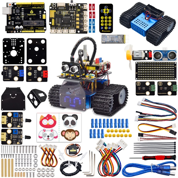 Kit Robot Mini Tank V3.0 Smart, DIY, Programabil, STEM compatibil cu ...