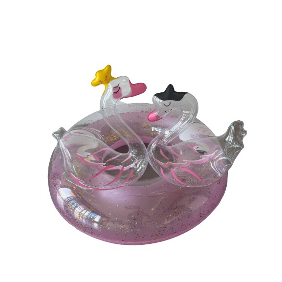 Colac inot pentru copii cu sclipici, Lebada Roz, 70 cm - eMAG.ro