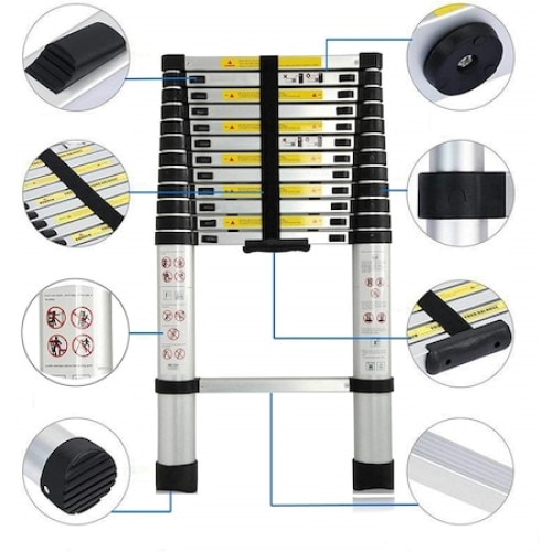 Scara telescopica aluminiu, 13 trepte, 3.8 metri - eMAG.ro