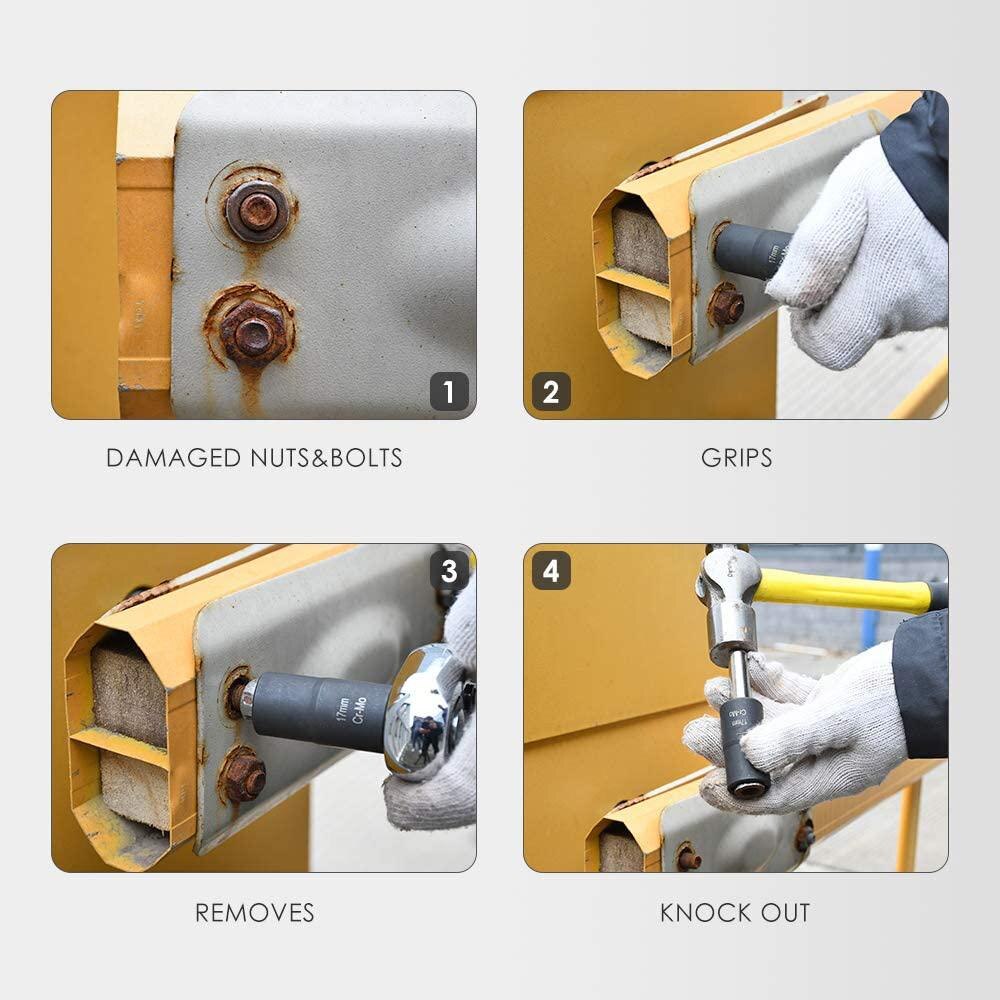 Set extractoare de impact pentru suruburi, prezoane rupte si piulite ...