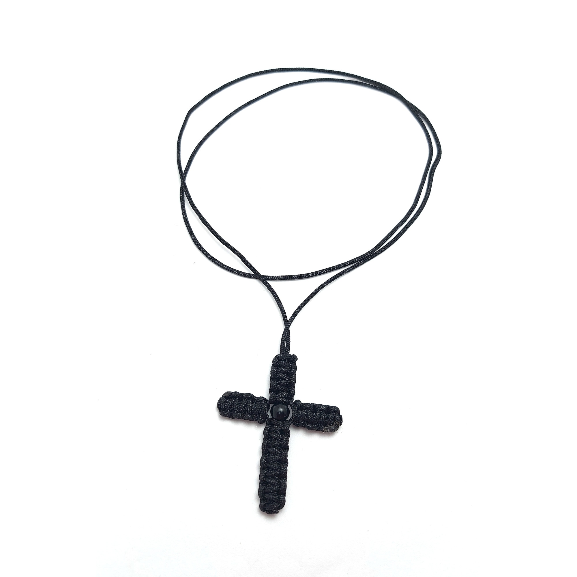 Lant cu Cruce impletita din snur textil, Negru - eMAG.ro