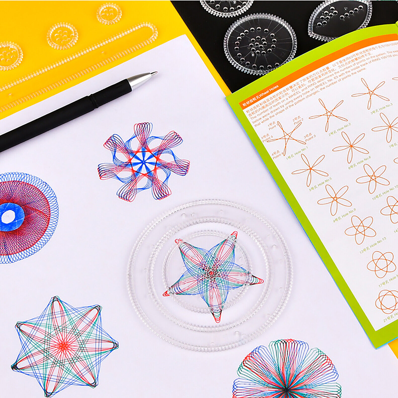 Rigla spirograf set, pentru desen, 22 de elemente, sabloane - eMAG.ro