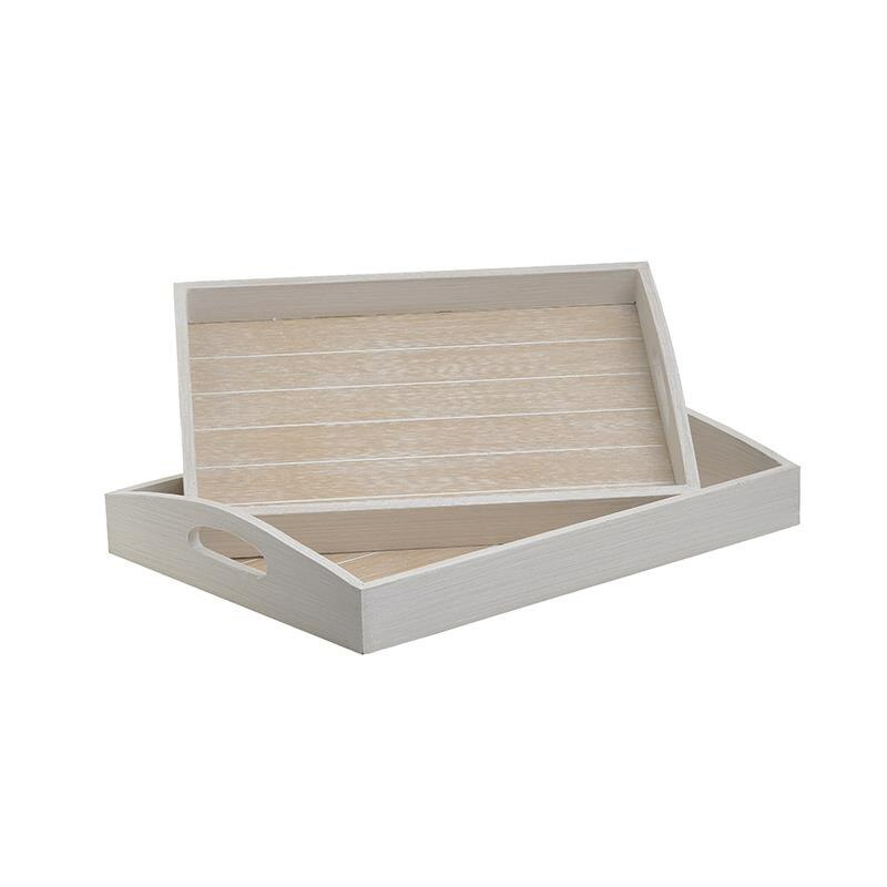 Set de 2 tavi pentru servire, INART, Lemn, 30x7x40cm, Alb\Crem - eMAG.ro