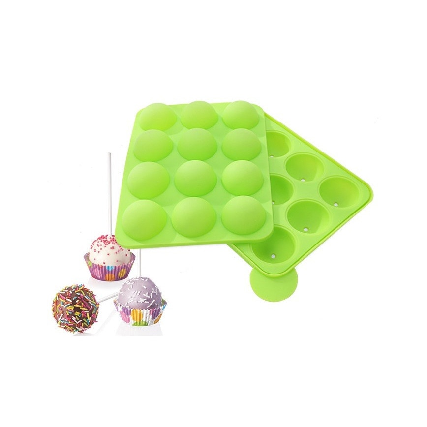 Forma silicon pentru acadele sau bomboane, 12 cavitati, Verde, 17. 5 cm ...