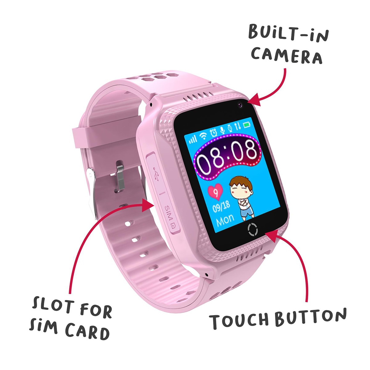 Ceas Smartwatch Celly Kidswatch pentru Copii, Roz - eMAG.ro