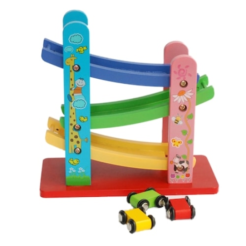 Pista de Raliu Zig-Zag din Lemn: Setul Perfect cu 3 Masini - eMAG.ro