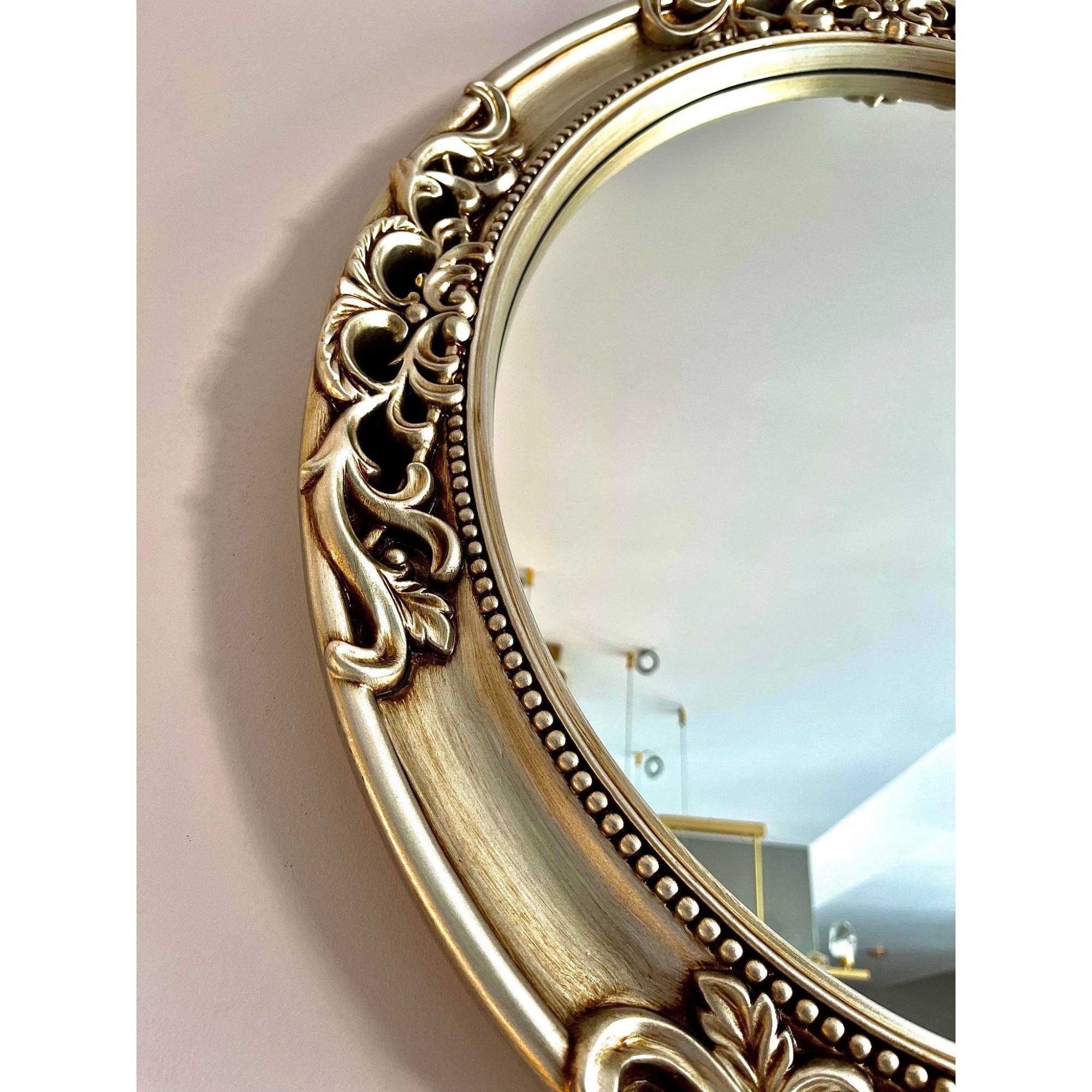 Oglinda decorativa Aurora, ovala, rama stil baroc, bronz, 72x60cm - eMAG.ro