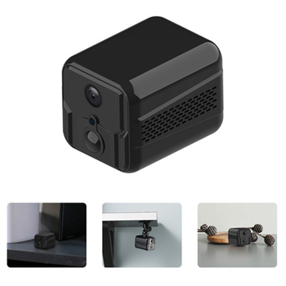 Mini camera spion, JeiibrZui, ABS, Fara fir, WiFi, HD 1080P, Negru ...