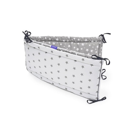 Protectie patut de copil, Jukki, Bumbac, 210 x 30 cm, Model stele, Alb ...