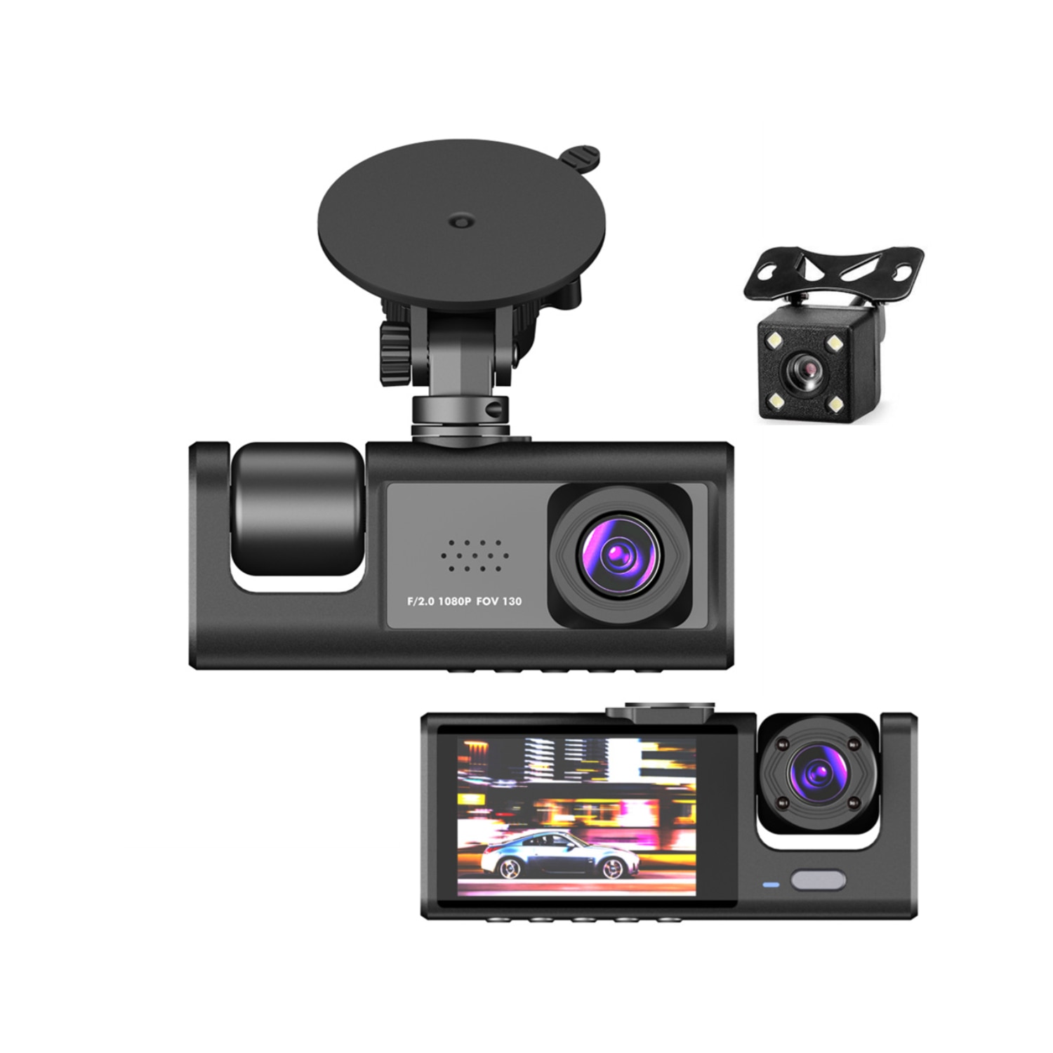 Sistem de 3 camere auto DVR, inregistrare in timp real, detectarea ...