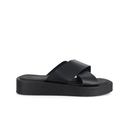 Saboti cu platforma pentru dama, Malesa, Piele sintetica, Negru, 37 ...