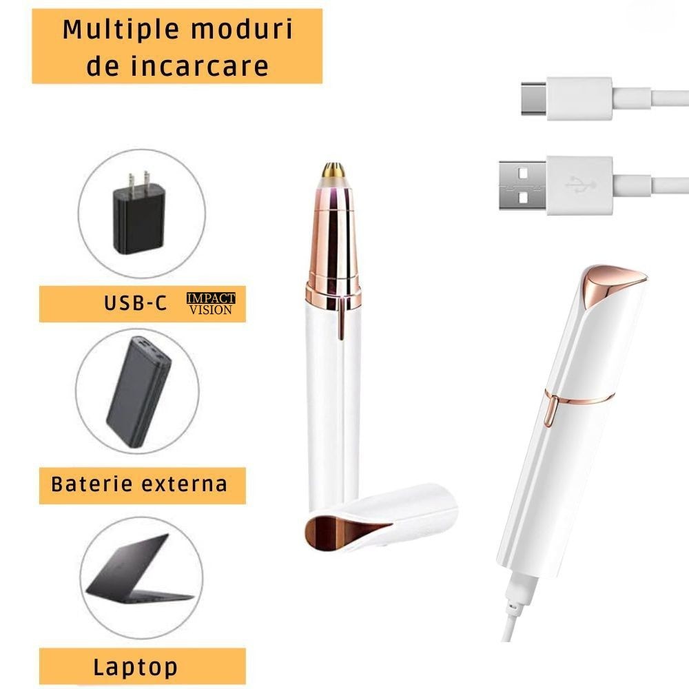 Set Epilator Facial si Epilator Sprancene, pentru epilare fara durere ...